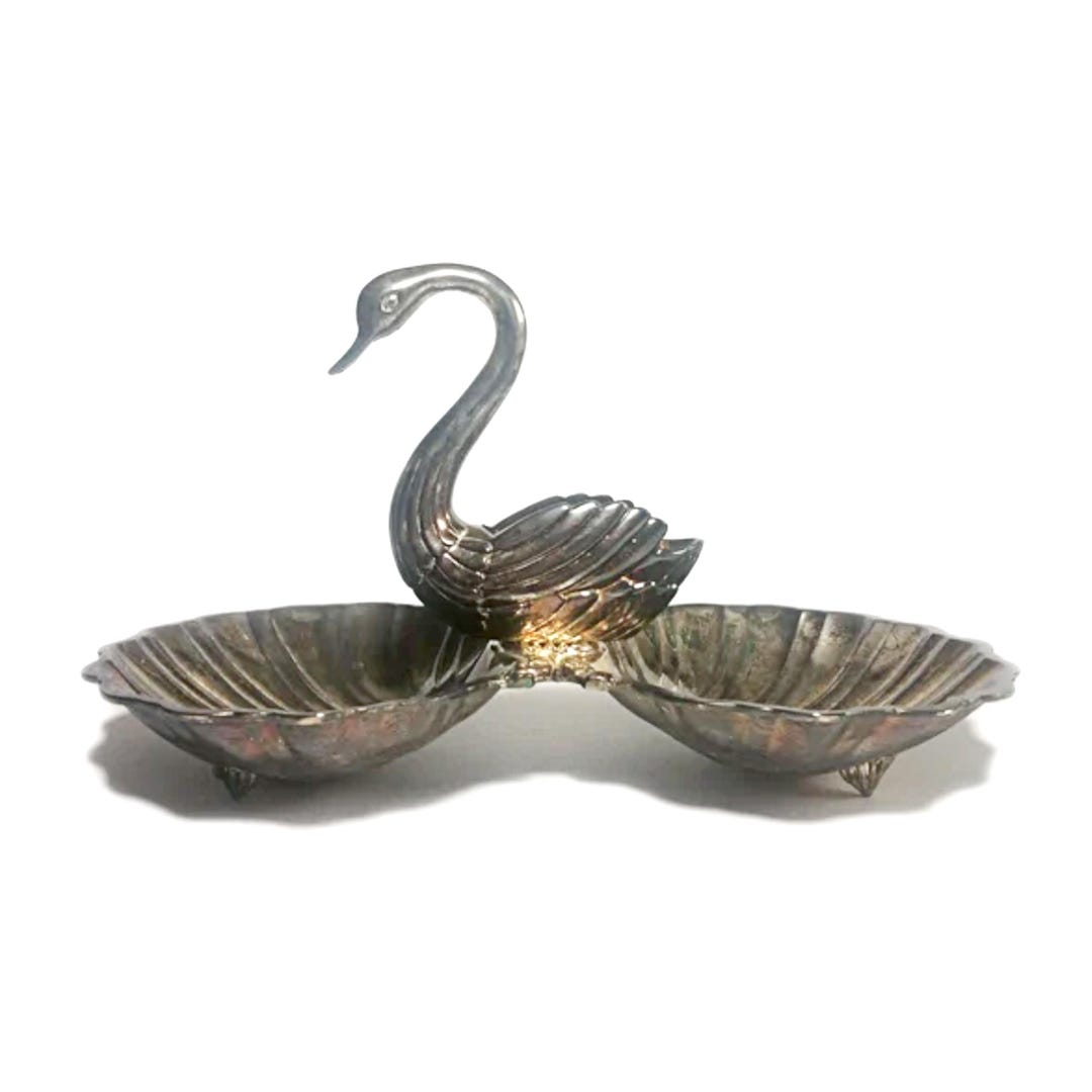 Vintage Silver Plated Swan Serving Dish, Meal Serving Tray, Appetizer ...