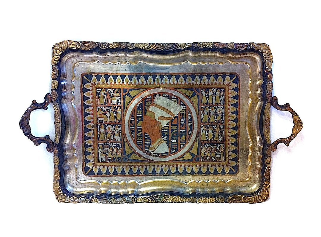 Vintage Metal Serving Tray Queen Nefertiti Ancient Egypt Egyptians ...