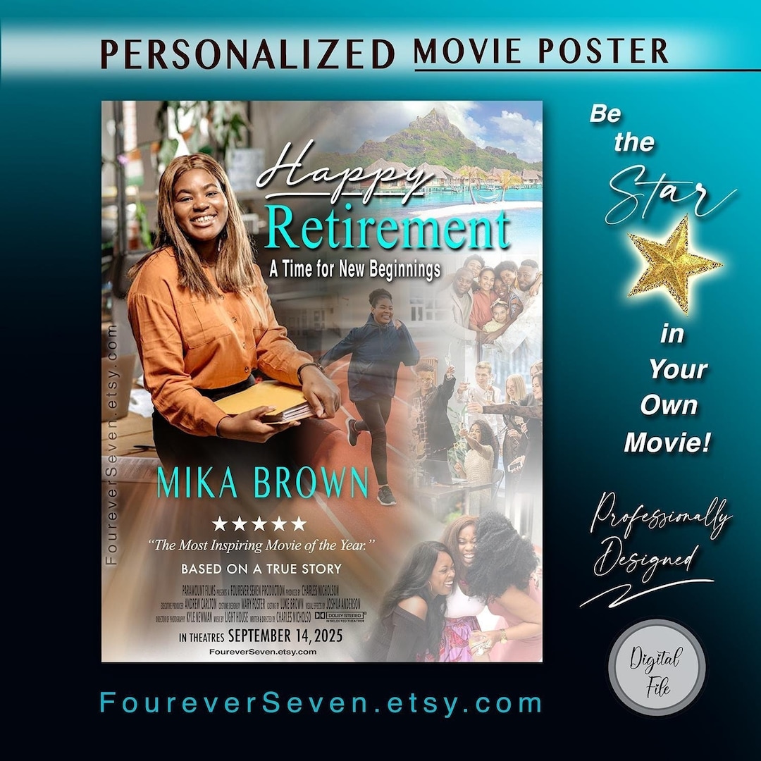 Personalized Retirement Poster | Retirement Movie Poster | Personalized ...