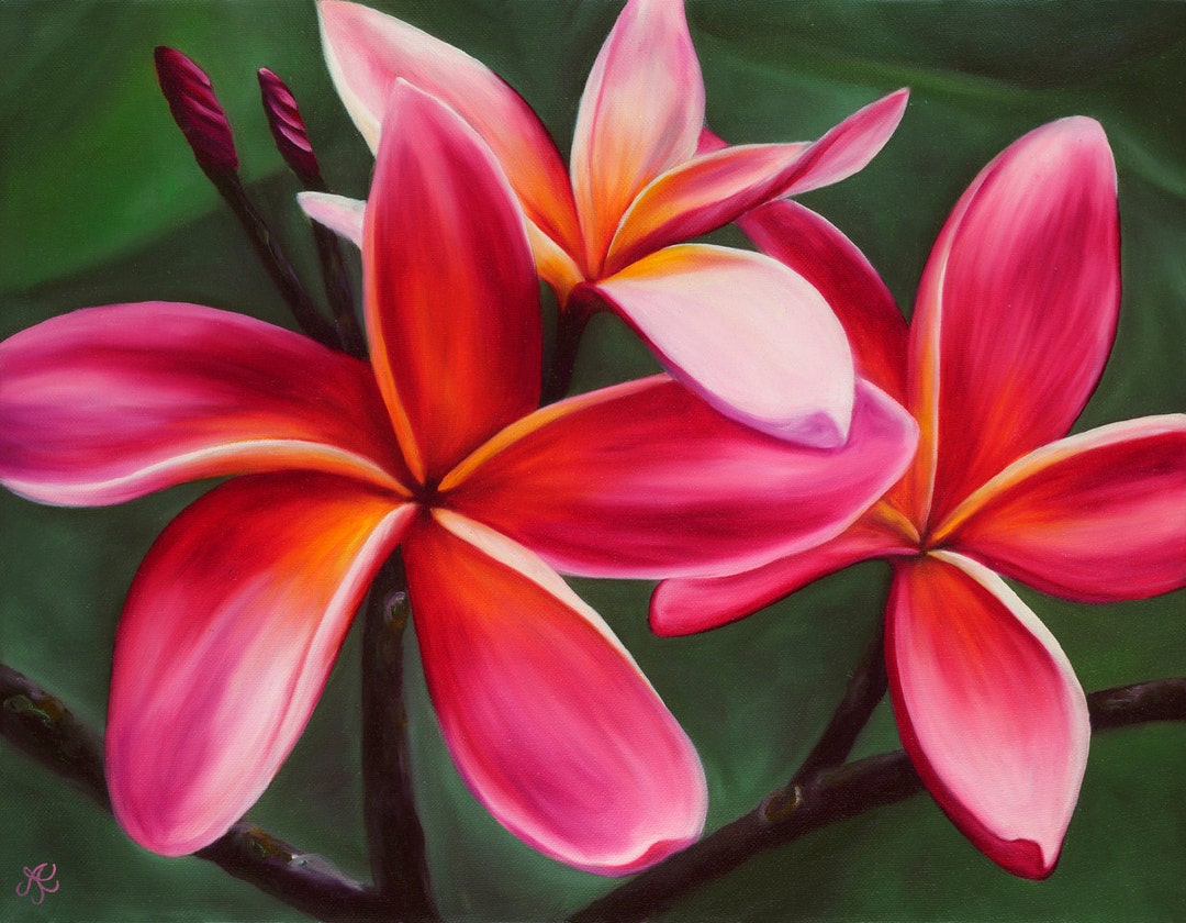 Fire Plumerias Painting - Etsy