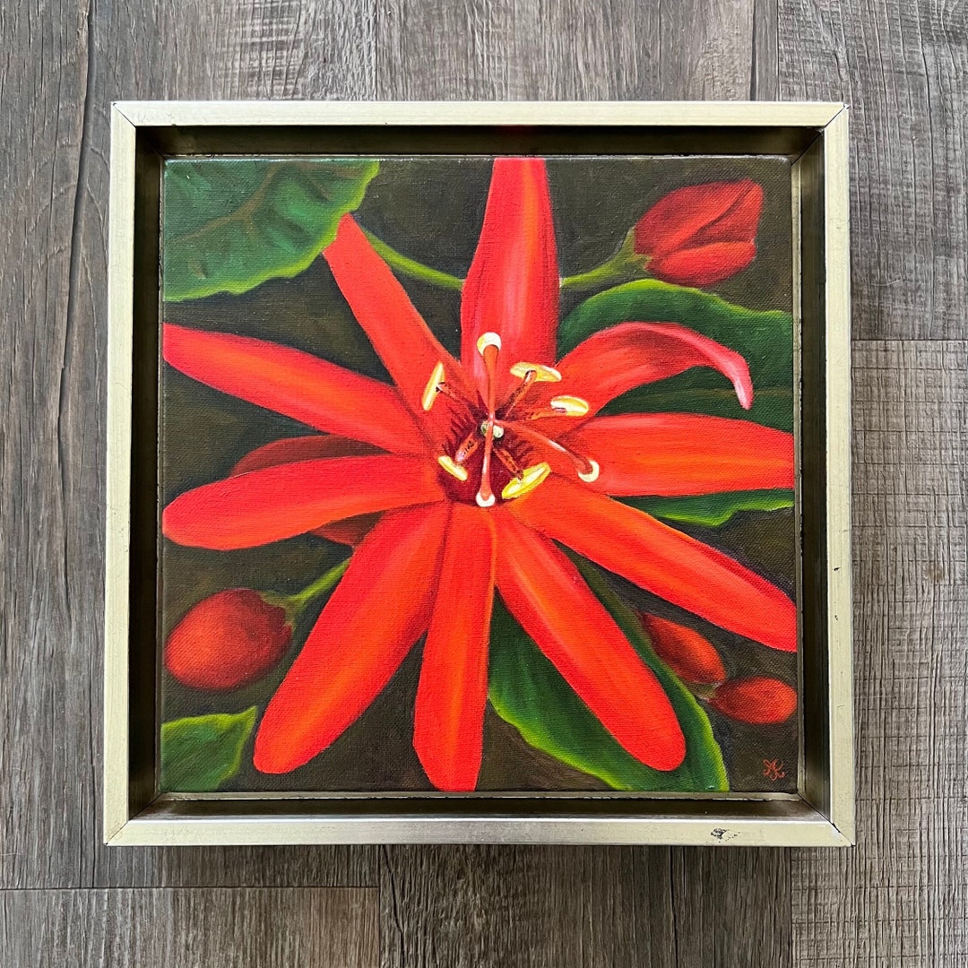 Red Passion Flower Painting - Etsy