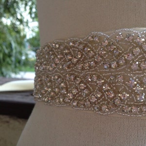 Wide Silver Beaded Bridal Sashbedded Rhinestone Sash Wedding - Etsy