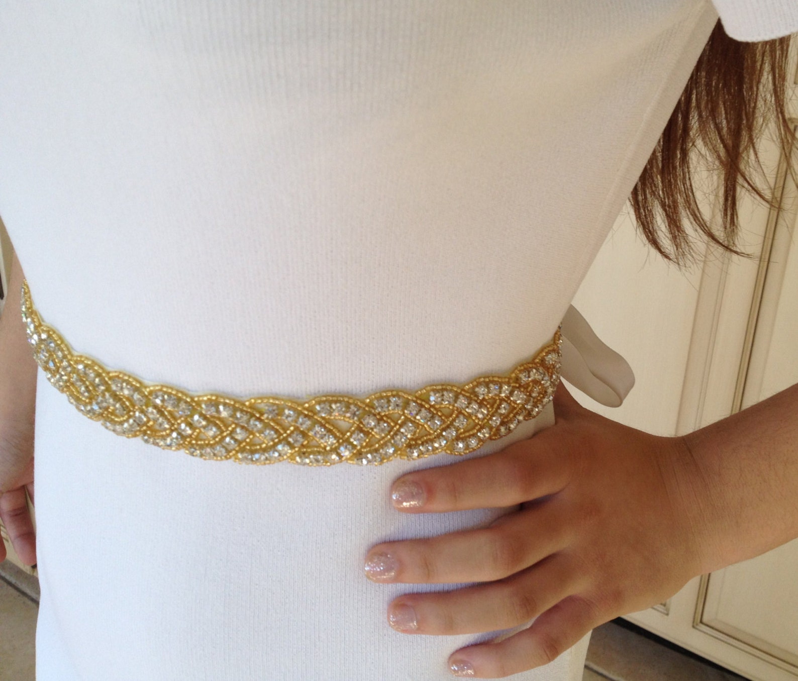 Gold Bridal Sash,wedding Beaded Sash,bridal Gold Beaded Sash,rhinestone ...