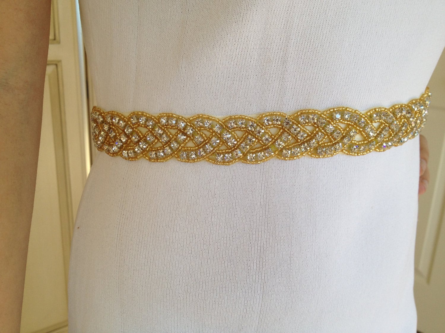 Gold Bridal Sash,wedding Beaded Sash,bridal Gold Beaded Sash,rhinestone ...