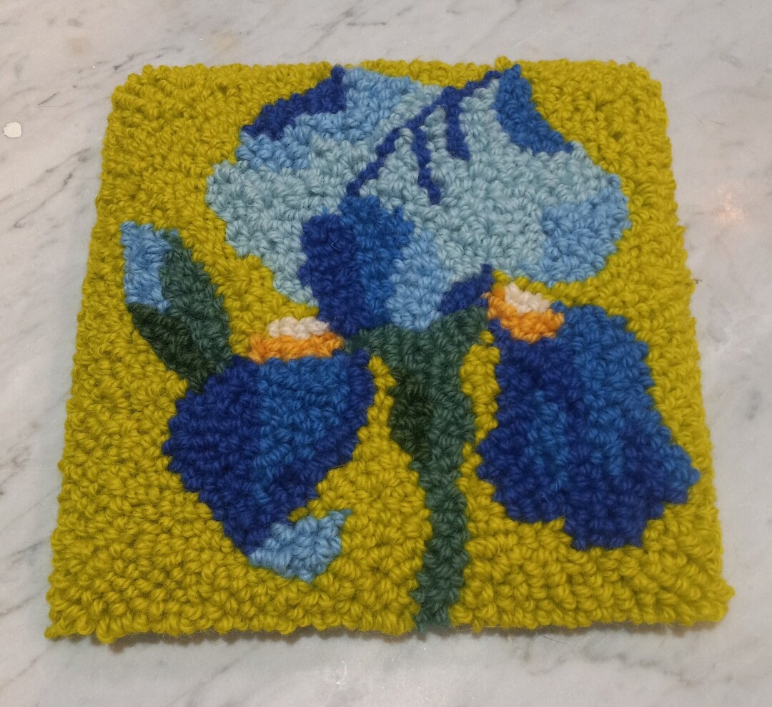 NEW! Rug Hooking/punch Needle Kit on Monks Cloth - IRIS Optional Sizes ...