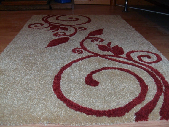 RUG Elegant Floral Scroll Rug | Etsy