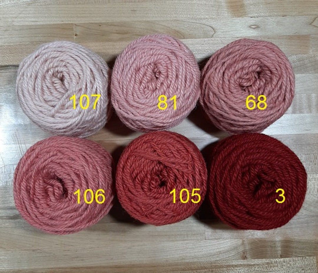 Bonus Buy ~ JUICY PINK- 6 Shades of RED Color Wool Rug Yarn ~ Ready to ...