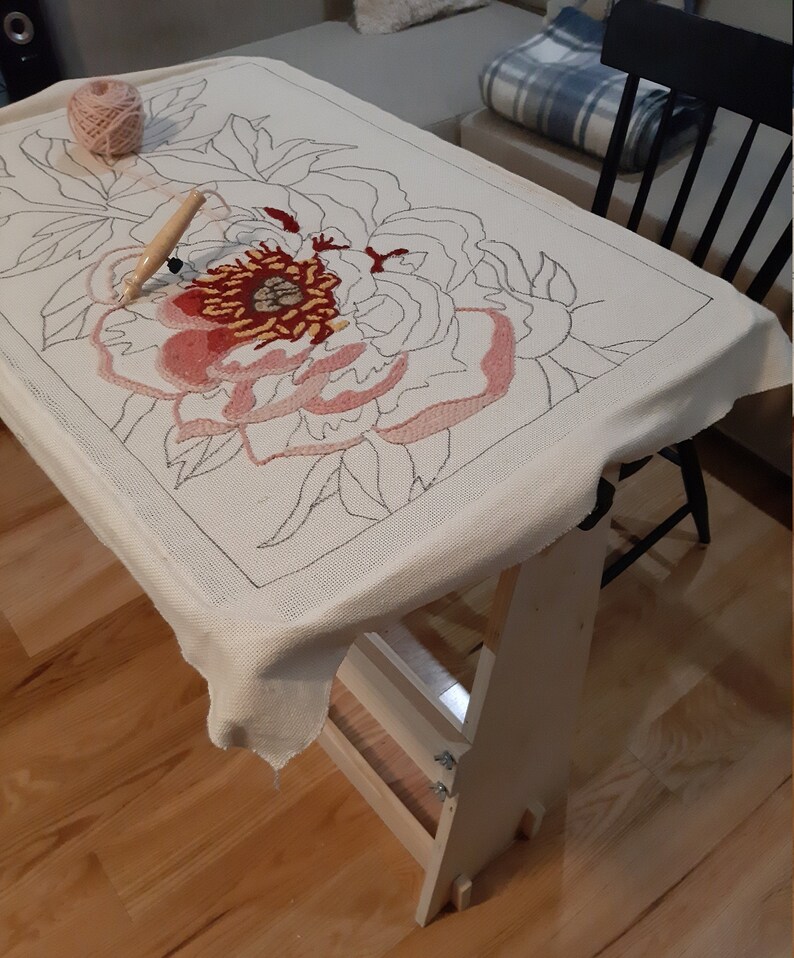 Rug Hooking Punch Needle Wooden Floor Stand With Gripper Strip - Etsy