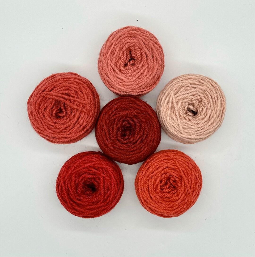Bonus Buy ~ STRAWBERRY- 6 Shades of RED Color Wool Rug Yarn ~ Ready to ...