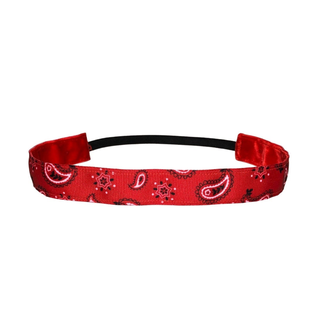 Red Bandana Headband, Choice of Size, Red Paisley Headbands for Women ...