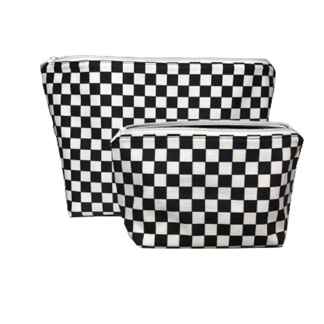Black and White Checkerboard Makeup Bag, Checkered Makeup Bag Set ...
