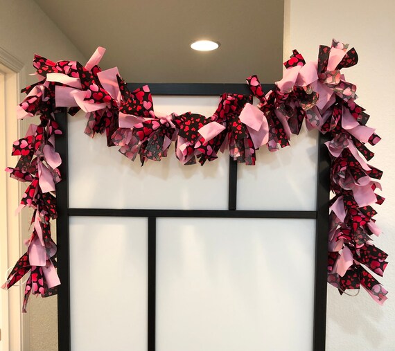Valentines Rag Garland for Mantle Valentine Decor 6' | Etsy