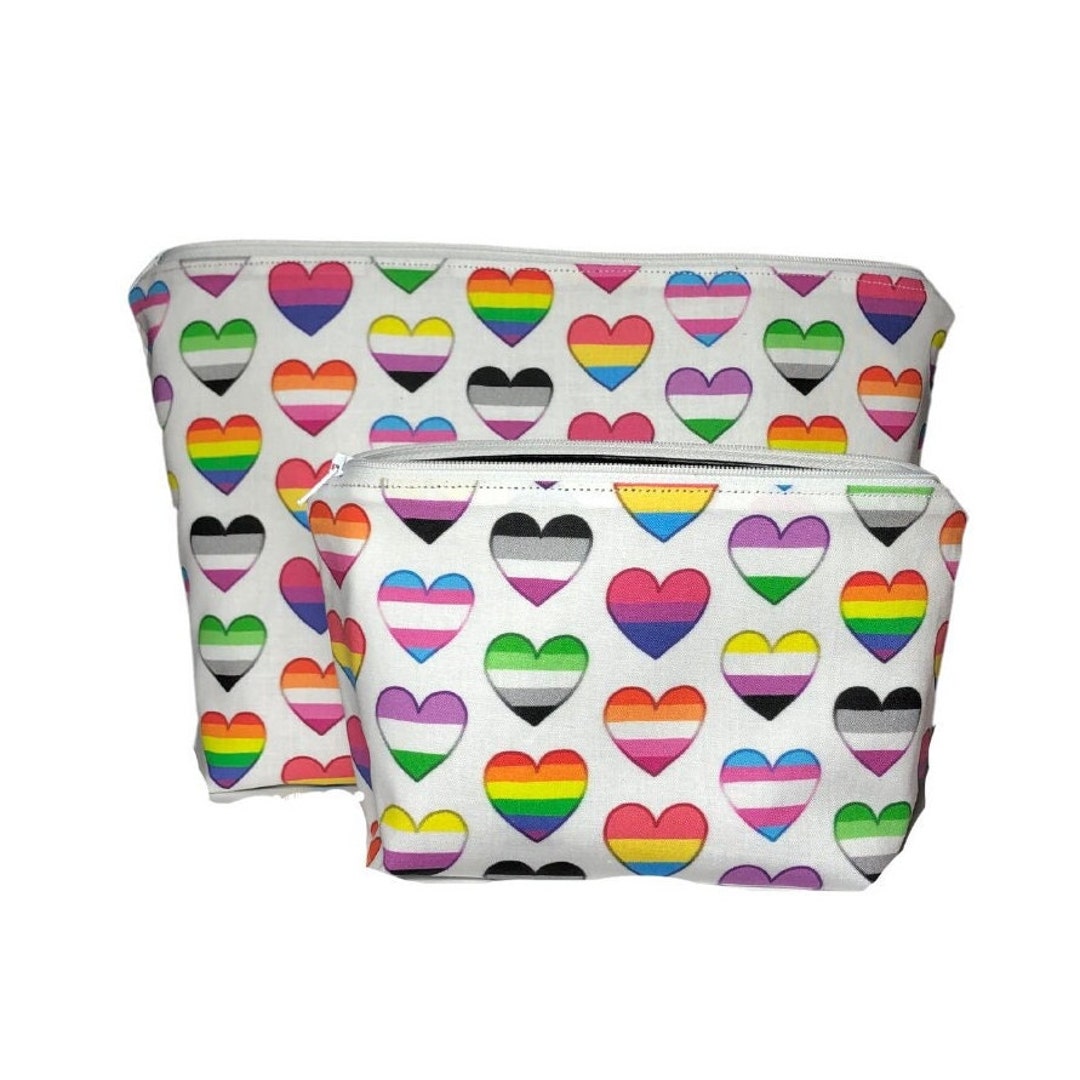 Pride Hearts Makeup Bags, Choice of Size, Subtle Pride Merch, Pride ...