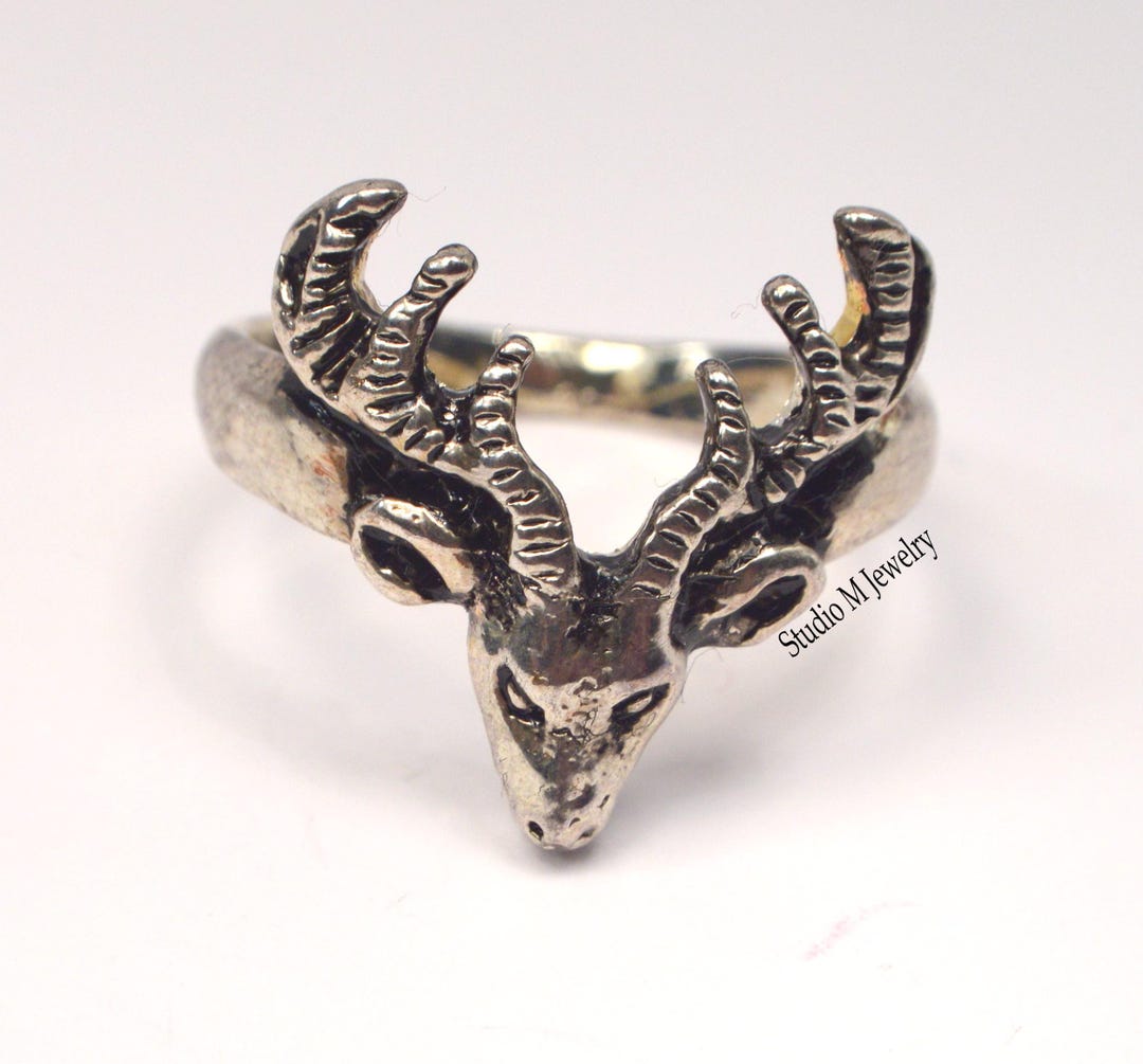 Whitetail Buck Deer Ring, Vintage Buck With Antlers Ring, Size 10 Ring ...