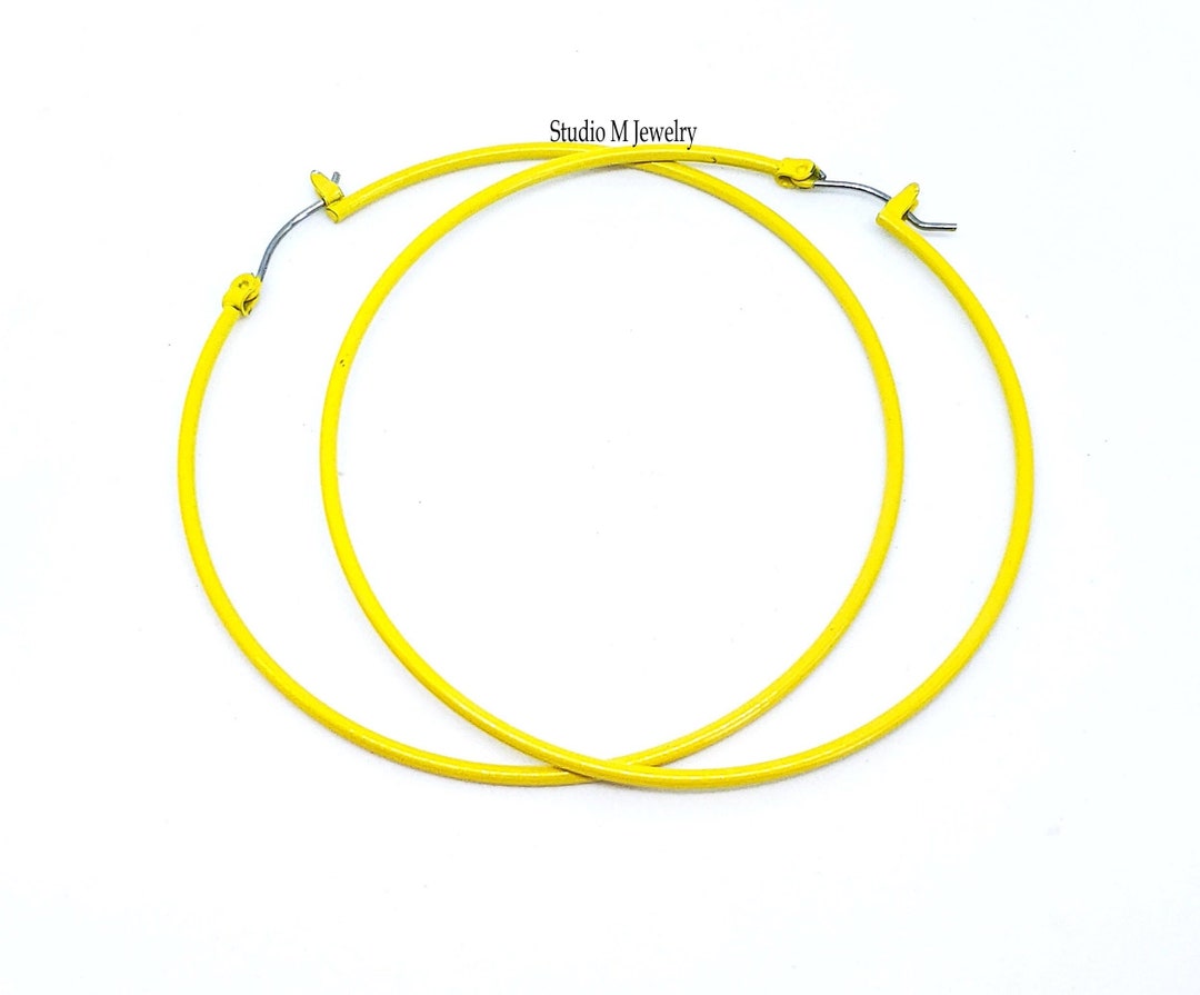 Big Yellow Hoops Lemon Yellow Hoop Earrings Summer Jewelry - Etsy