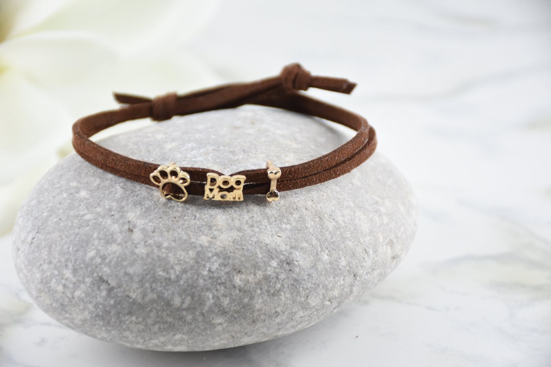 DOG MOM Dog Charms Adjustable Cord Bracelet-dog Mom Saying, Paw Print ...