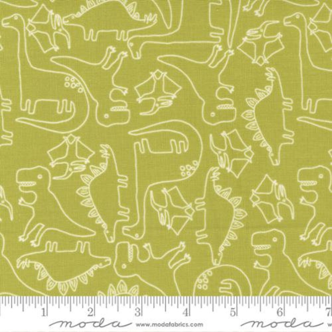 Dino Sketch Palm Stomp Stomp Roar Stacy Lest Hsu Moda Fabrics - Etsy