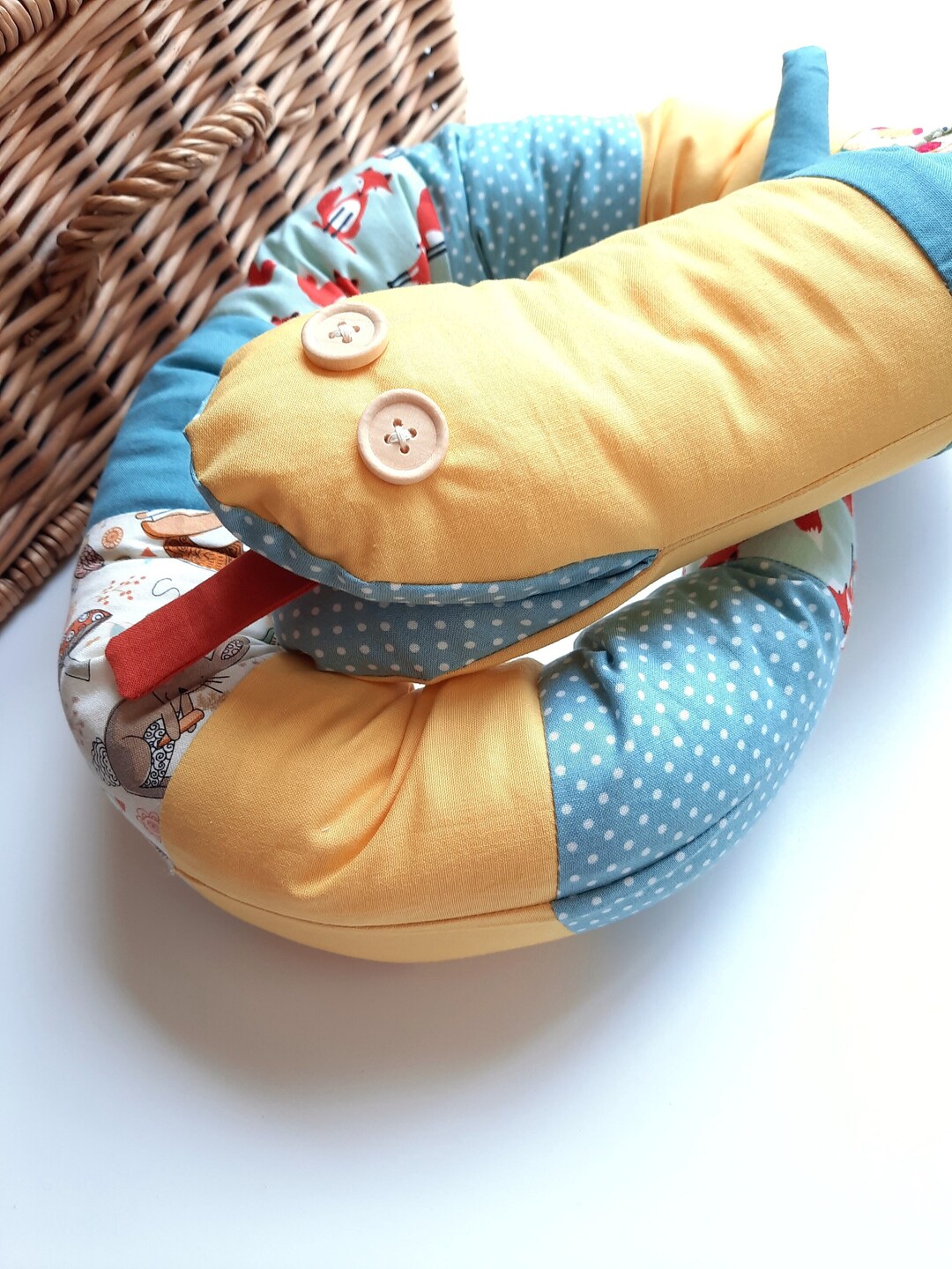Giant Patchwork Snake, Handmade Cotton Toy, Customise Cute Long Snake ...