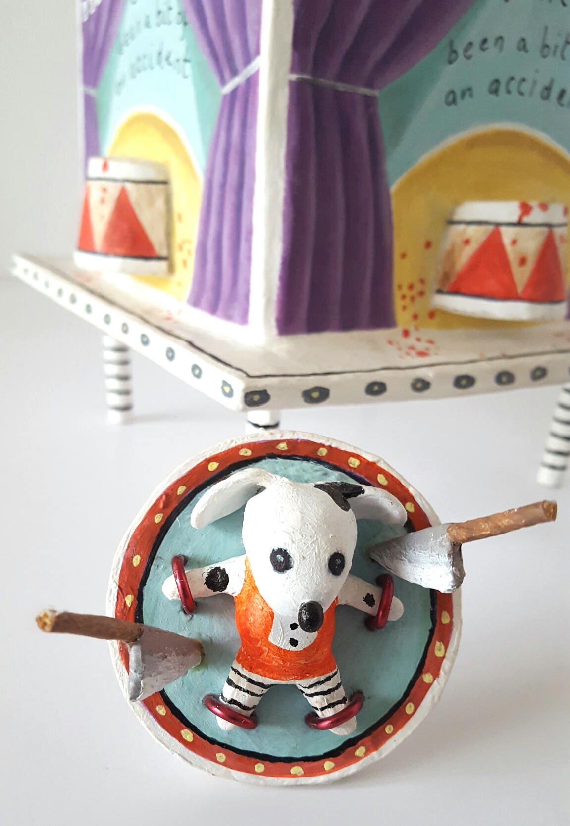 Circus Sculpture Box, Diorama With Ringmaster, Small Dog and Luggage ...