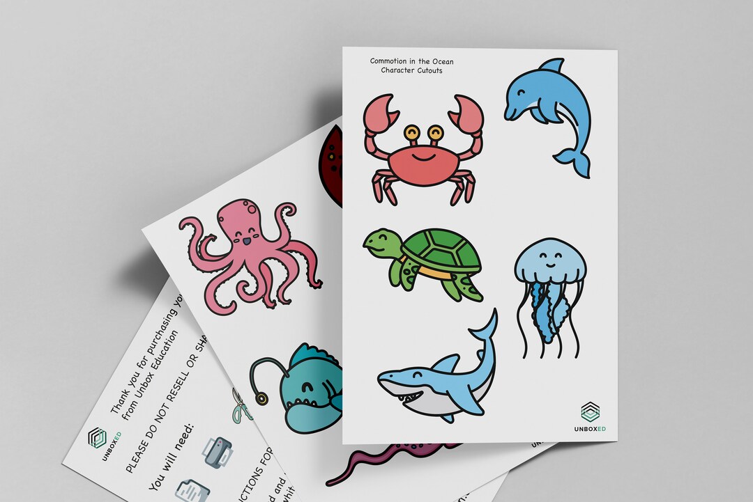 Commotion in the Ocean Character Cut Outs - Printable Sheet - Story ...