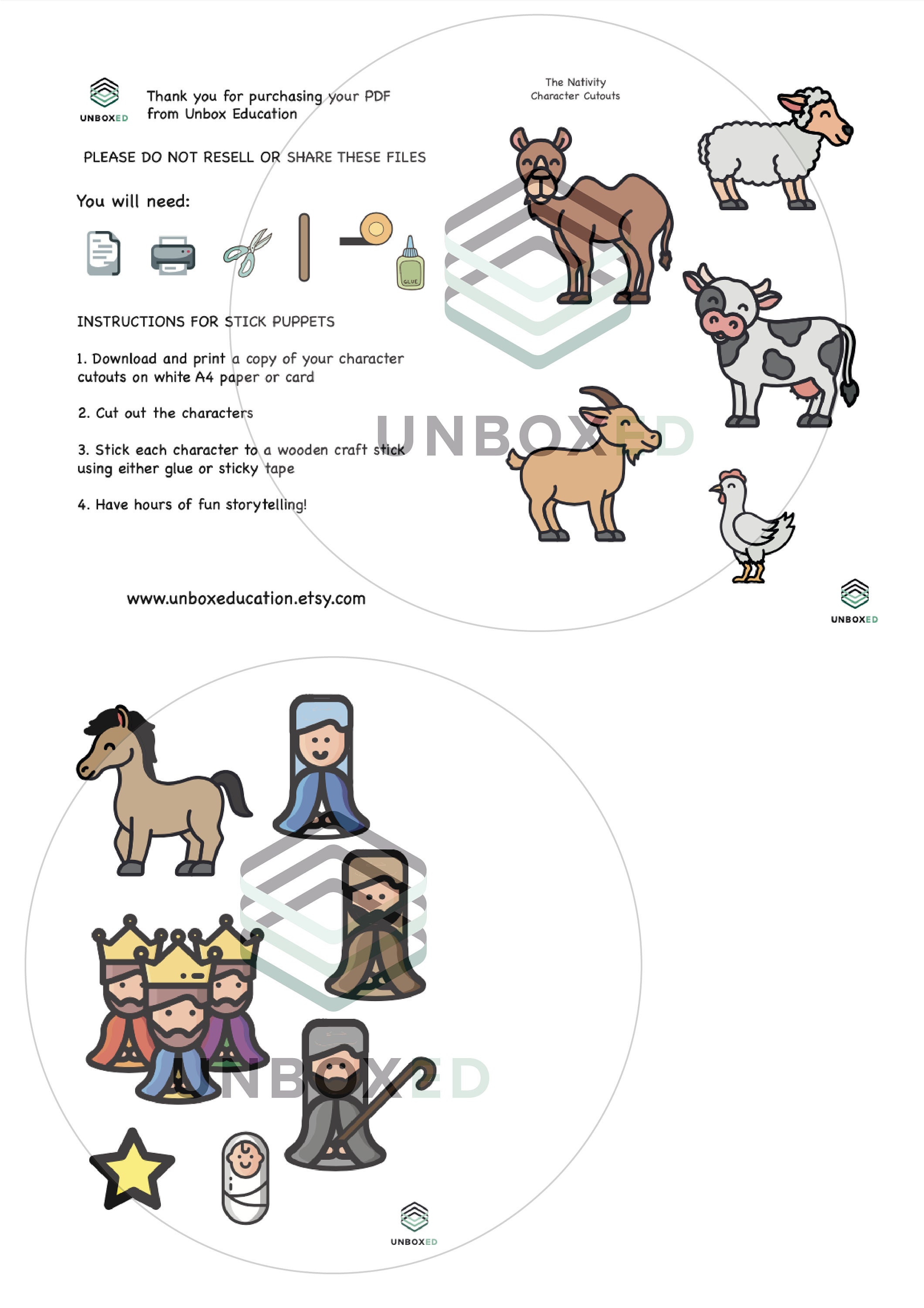 The Christmas Nativity Story Character Cut Outs - Printable Sheet ...