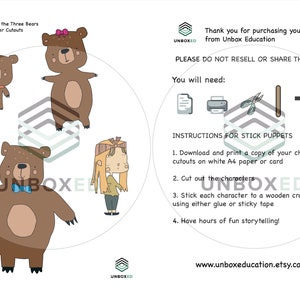 Goldilocks and the Three Bears Character Cut Outs - Printable Sheet ...