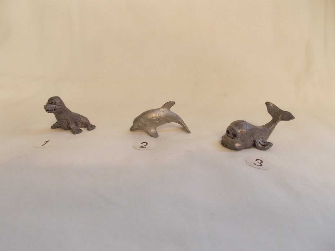 Vintagepewtertinyanimalfigurinesealdolphinewhaleyour Choicemetal Animal ...