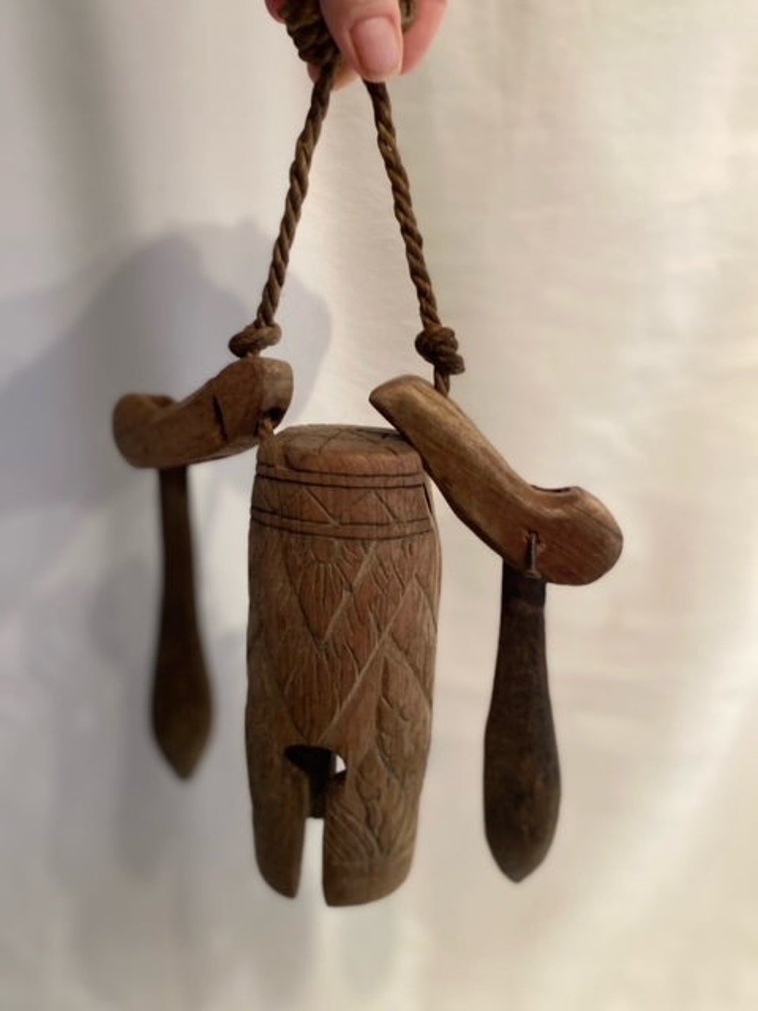 Old Handcarved Authentic Wooden Cowbell From Thailand - Etsy