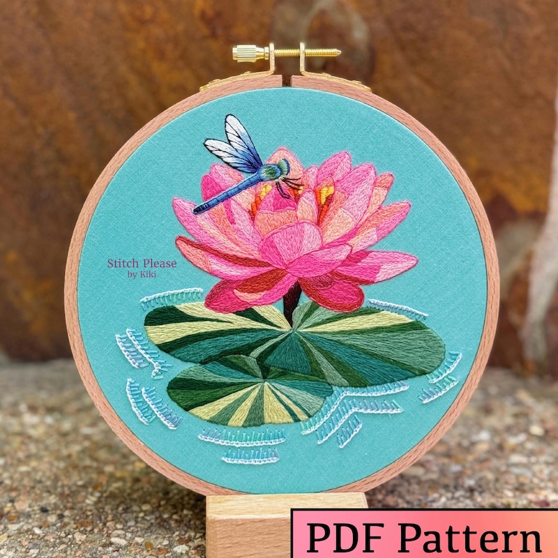Lotus Flower Embroidery - Etsy