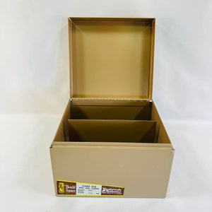 Vintage Harold Square Light Brown Metal Box, Recipe Box, Trinket Box ...