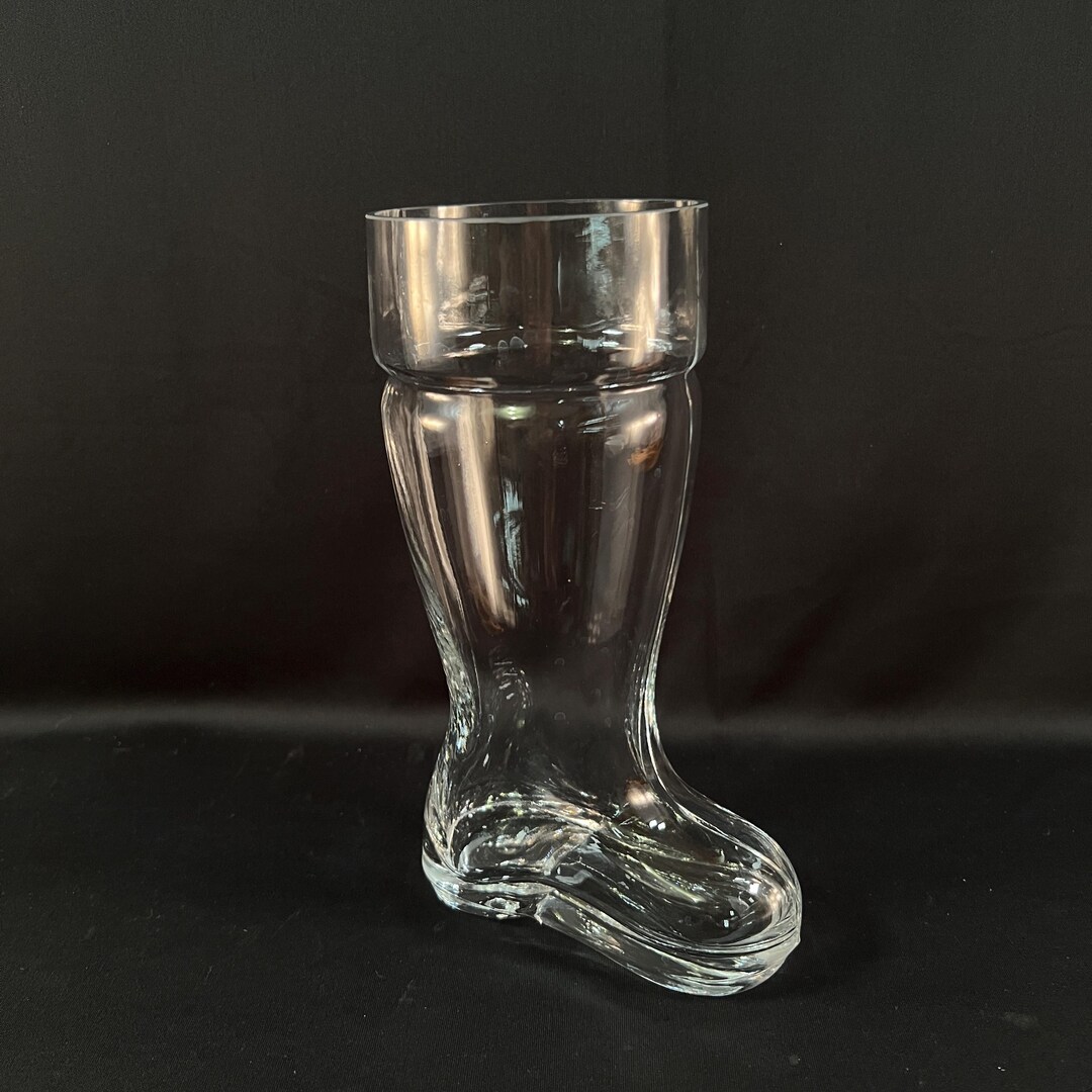 Large Glass Boot Style Pitcher, Planter, Vase, Smooth Clear Glass, Man ...