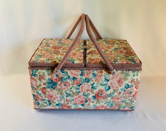 Extra Large Sewing Basket 15" Long X 10" Deep X 8" Tall, Floral Sewing ...