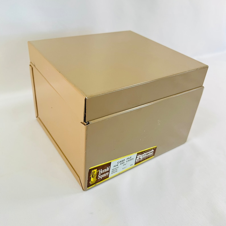 Vintage Harold Square Light Brown Metal Box Recipe Box - Etsy