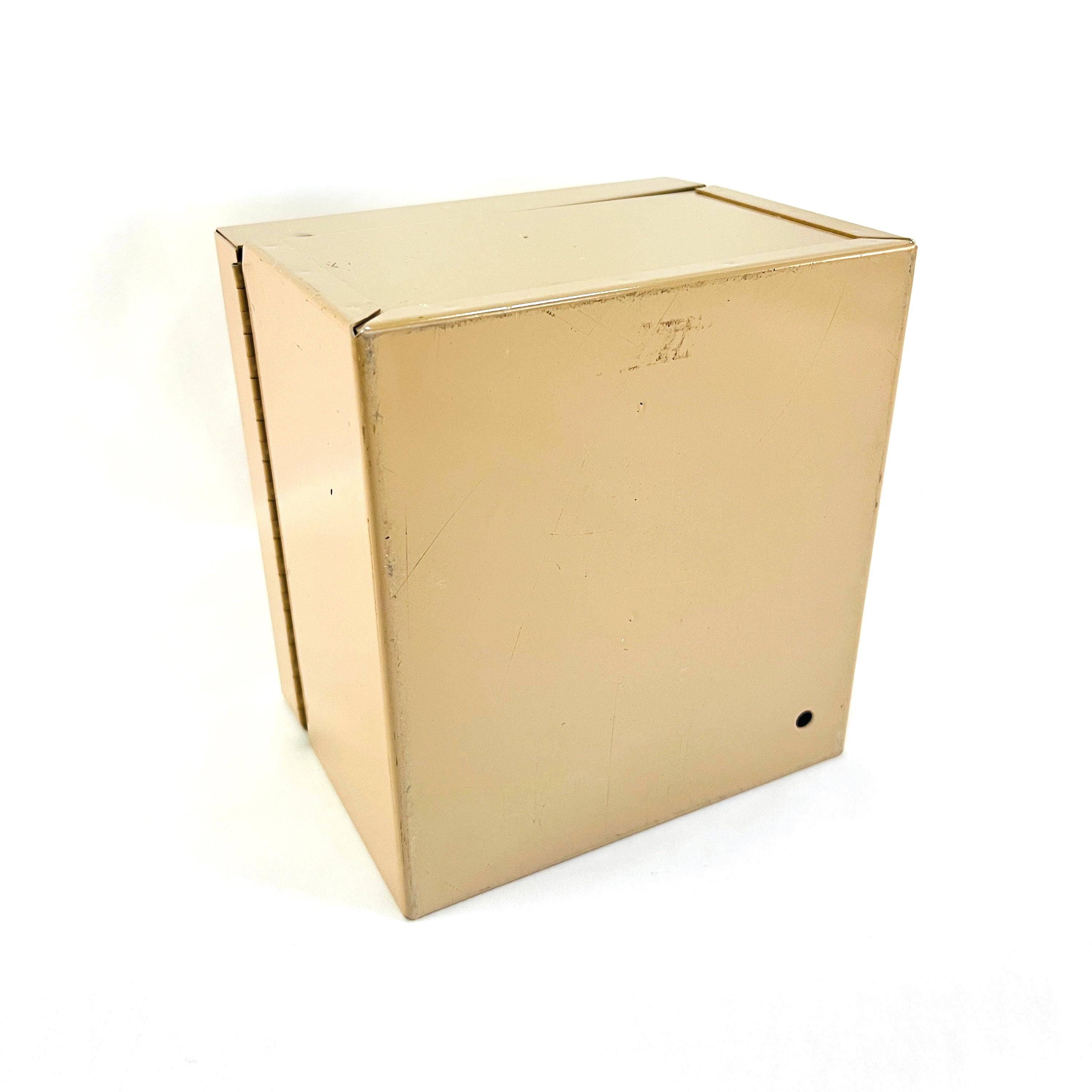 Vintage Harold Square Light Brown Metal Box, Recipe Box, Trinket Box ...