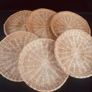 Set of 6 Retro Wicker Paper Plate Holders, Natural Color, 9-3/4" Edge ...
