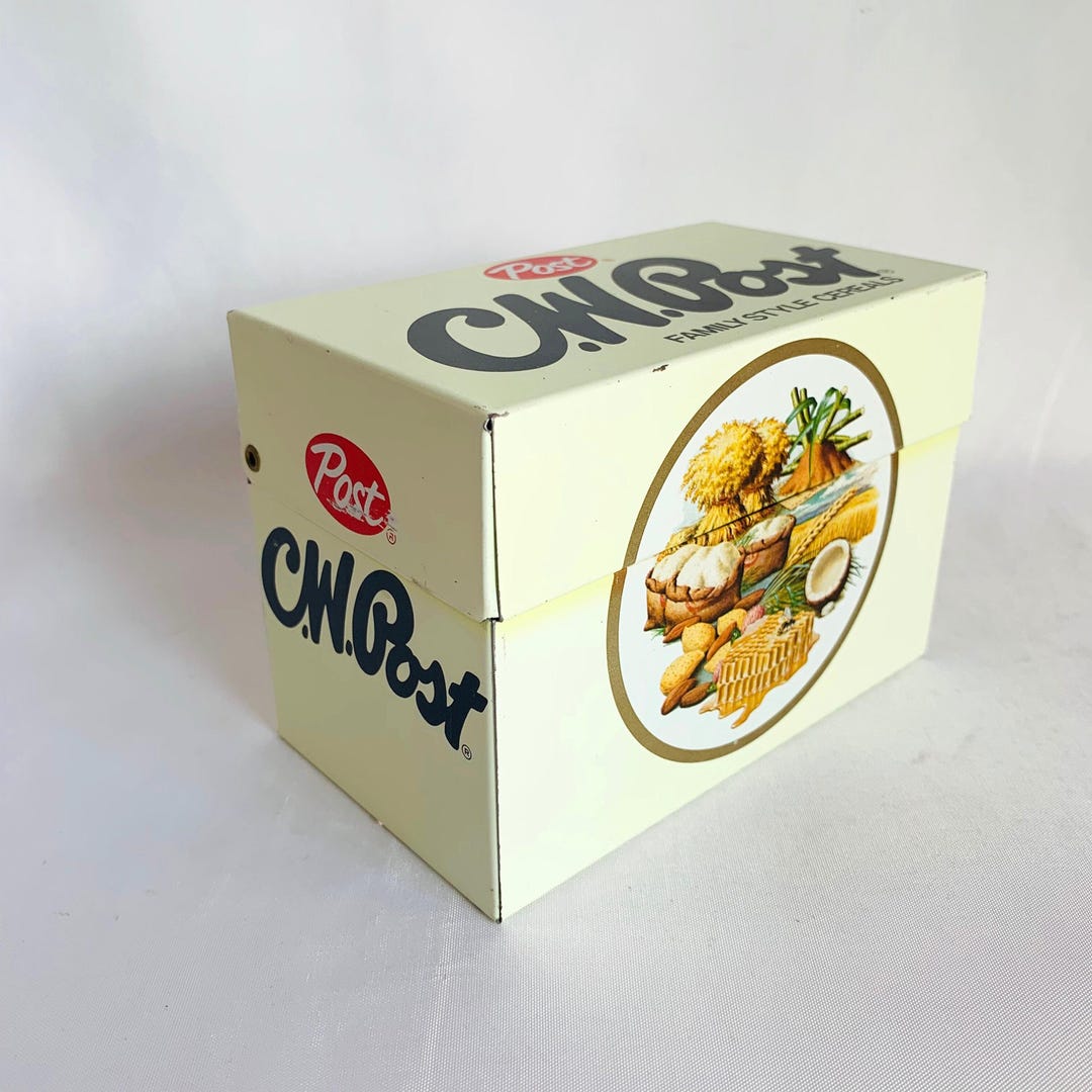 Vintage C.W. Post Metal Recipe Box in Good Rustic Condition a Nice ...