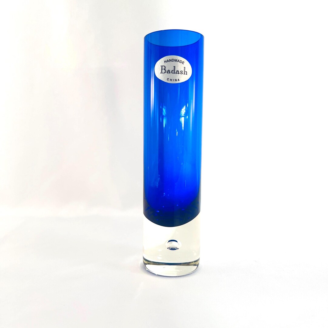 Badash Handmade Cobalt Blue Sleek Glass Cylinder Bud Flower Vase ...