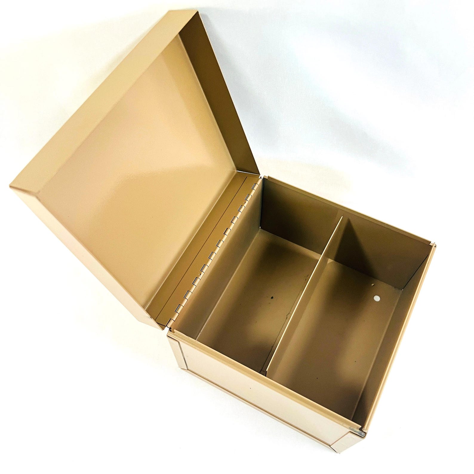 Vintage Harold Square Light Brown Metal Box, Recipe Box, Trinket Box ...