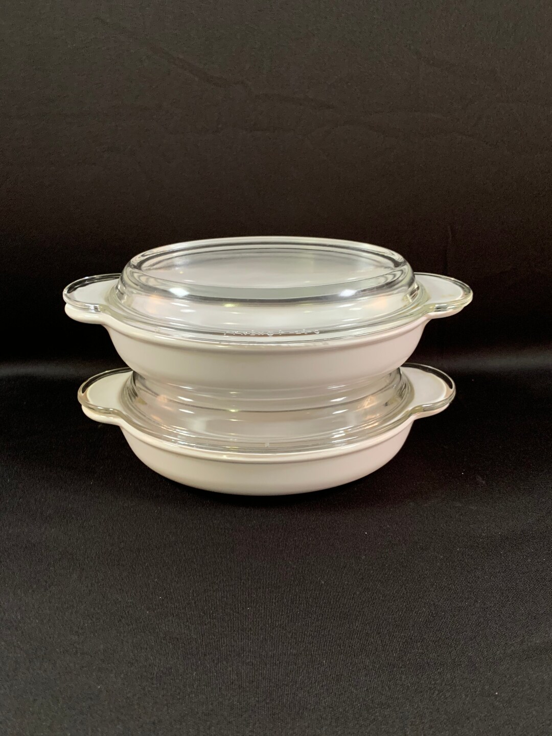 P-14-B / 4 Piece Set 2 Bowls and 2 Glass Lids, Corning White Oval ...
