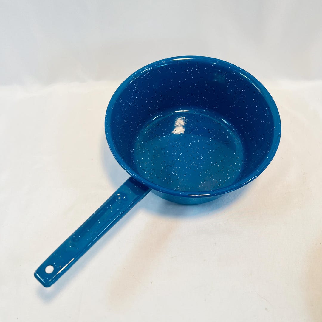 Vintage Enamelware Sauce Pan Blue With White Speckles, Good Used ...
