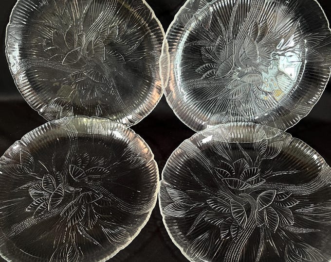 Set of 4 Dinner Arcoroc Canterbury Glass Plates, Detailed Embossing ...