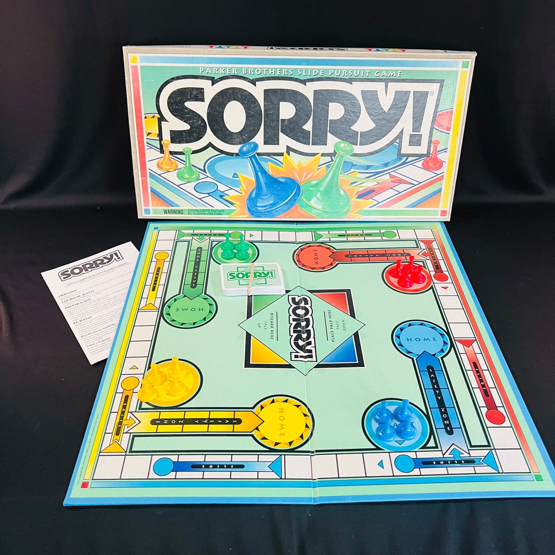 1992 Vintage SORRY Board Game, Parker Brothers Slide Pursuit Game 1992 ...