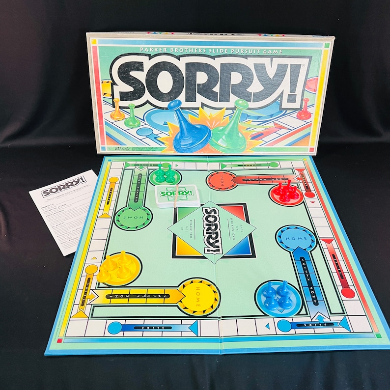 1992 Vintage SORRY Board Game Parker Brothers Slide Pursuit - Etsy
