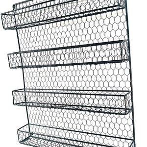 Large 4 Tier Chicken Wire Spice Rack, Black Painted Spice Rack by ...