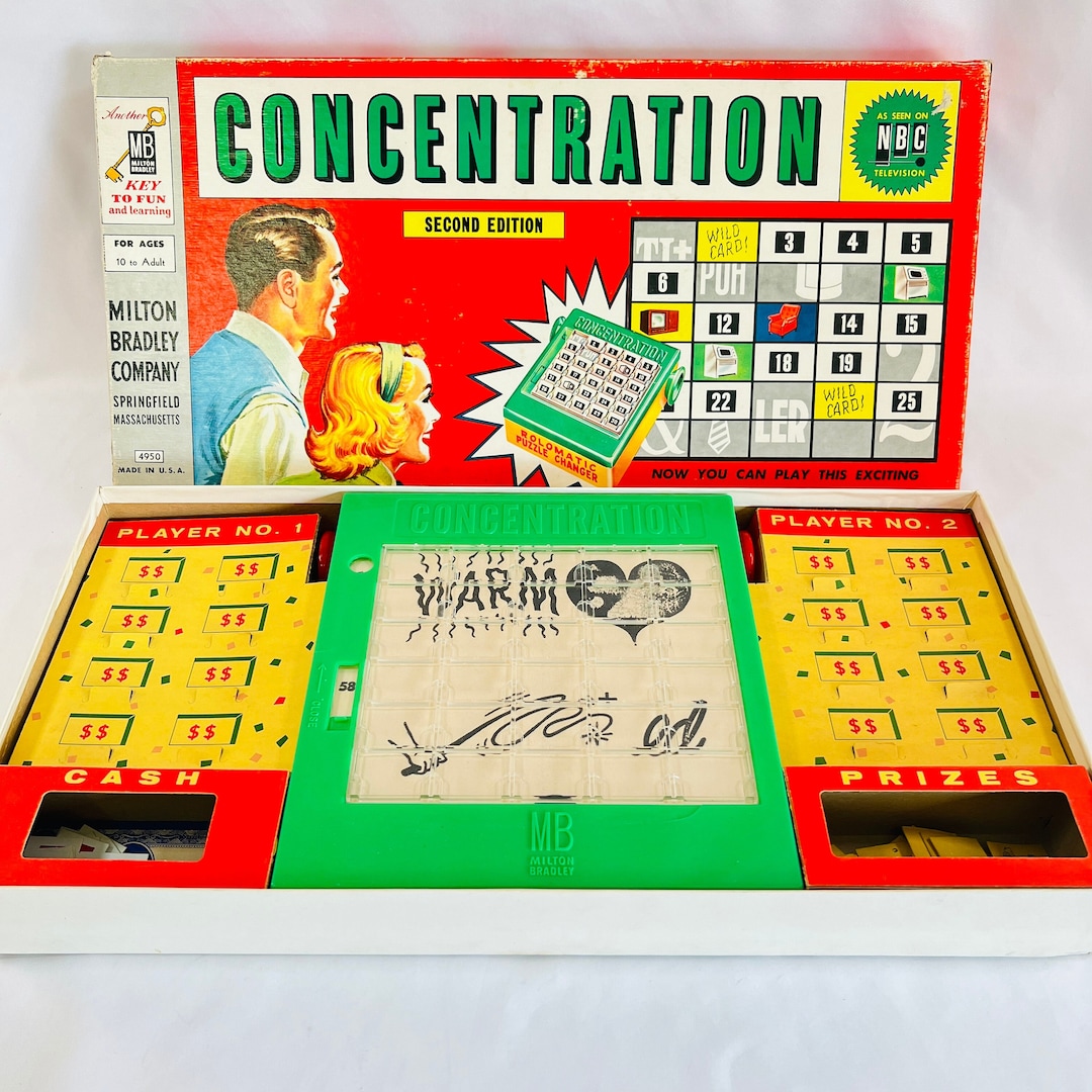 1958 Concentration Game by Milton Bradley Ages 10-adult, A Great Retro ...
