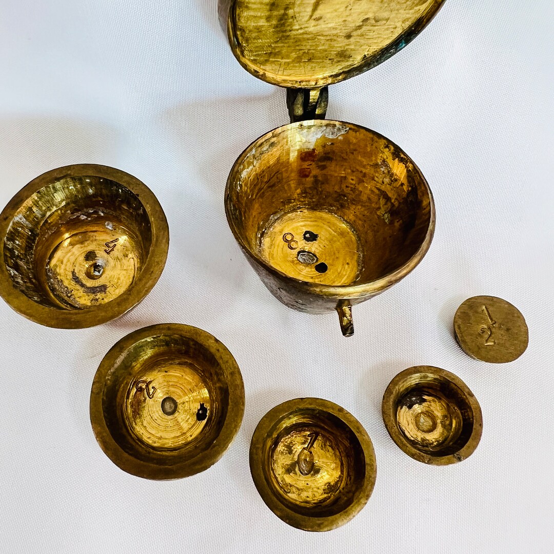 6 Antique Brass Apothecary Nesting Weights - Etsy