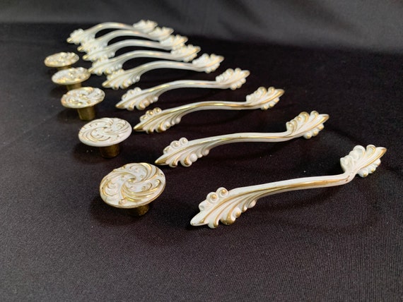 14 Piece Set of Drawer Pulls Handles Unique Painted Antique | Etsy