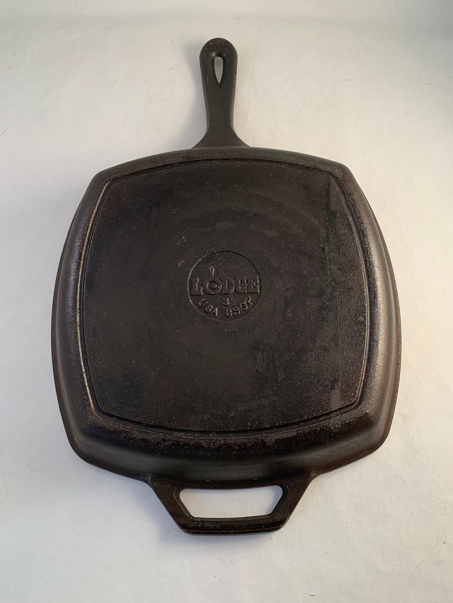 Vintage Lodge Cast Iron Square Skillet 10 Rustic Heavy - Etsy