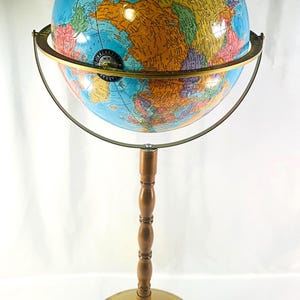 Imperial Globe With Brass and Wood Pedestal Stand, 12 Inch Globe, Nice ...