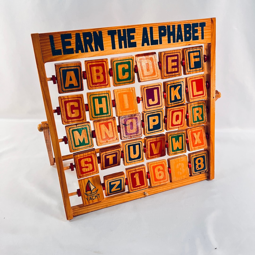 Vintage Wood Learn the Alphabet Expandable Stand, Abc's and Pictures ...